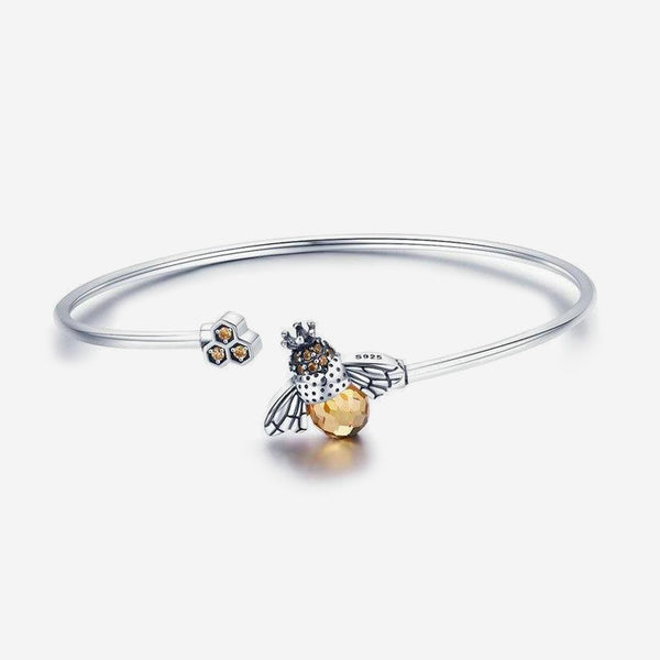 Crystal Bee And Honeycomb Bangle - Shomiz